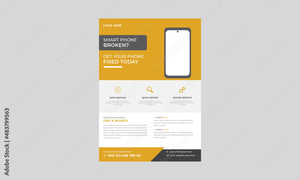 Smartphone repair service flyer template, Smartphone repair service ...