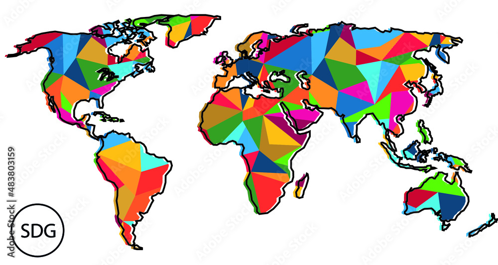 Sustainable Development Goals, Agenda 2030. World map polygon design in ...
