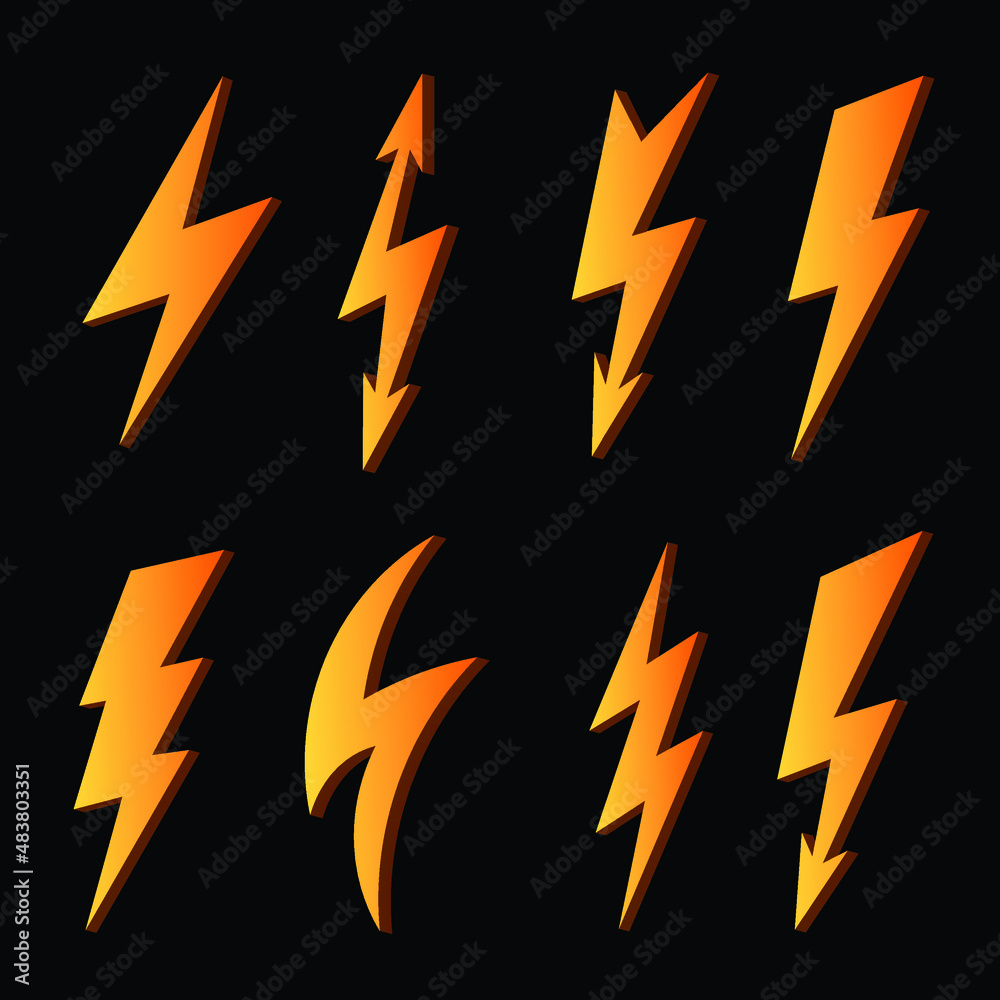 Gold lightning icons on black vector illustration Free Vector Stock ...