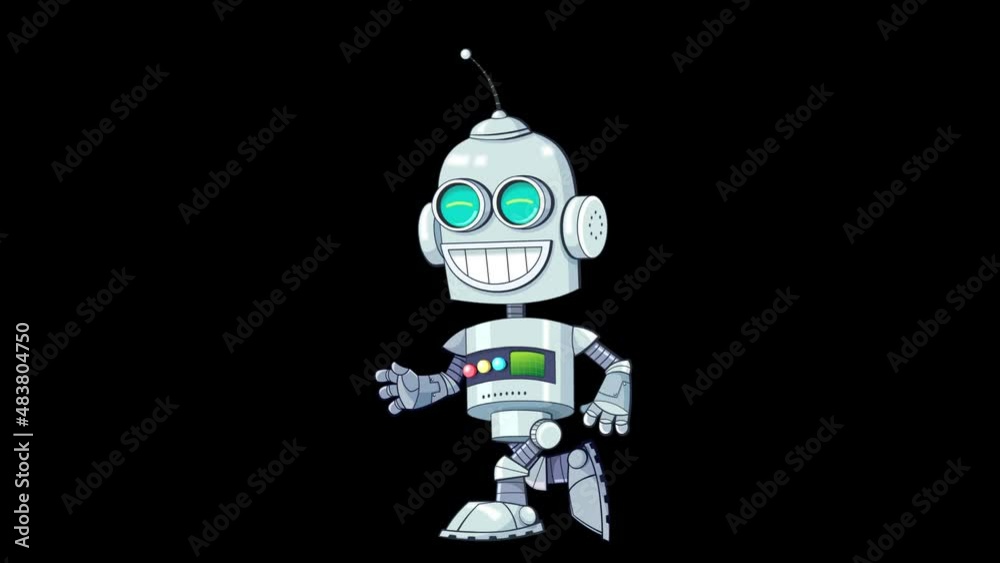 Robot Character Loop Walk. Colorful cartoon loop animation of a walking ...