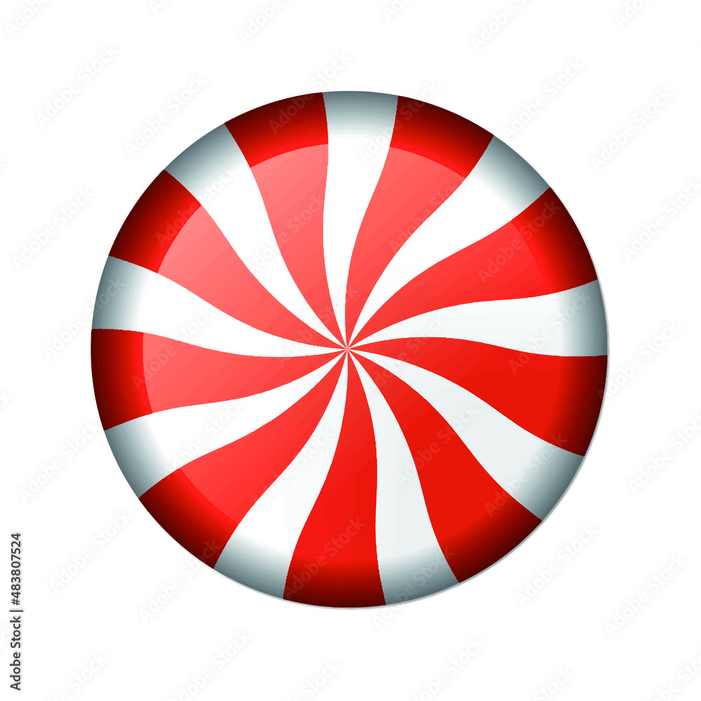 Sweet striped Red round peppermint candy caramel without wrapper ...
