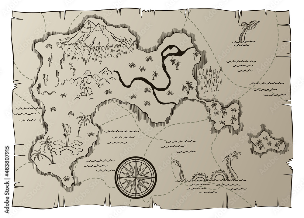 Treasure Map Template Black And White