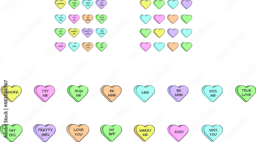 Vetor de Candy Heart SVG Bundle Valentine Heart SVG Conversation Hearts ...