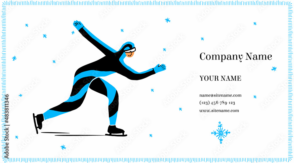 Vector layout, business card template with a speed skating skater ...