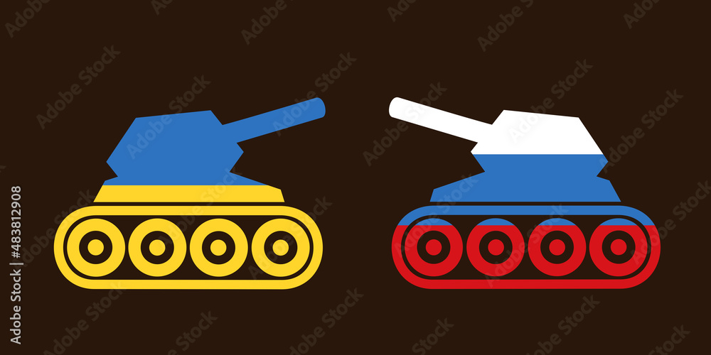 Ukraine vs Russia - tank and armored vehicle are fighting in combat ...