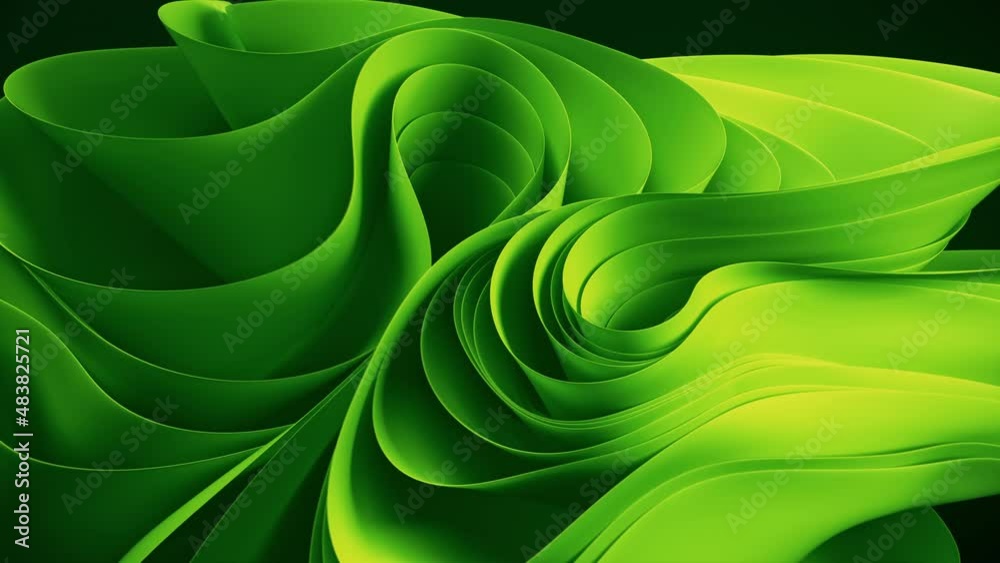 Green animated abstract 11 wavy cloth fabric lines wave effect window ...