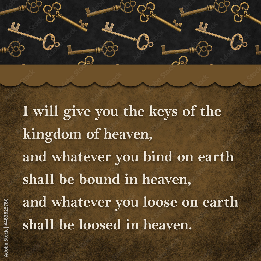 The keys of the kingdom of heaven message with gold keys Stock ...