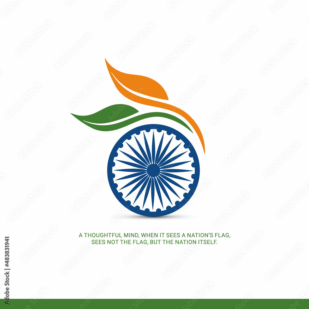 leaf and Indian flag design with ashok chakra and bird idea concept ...