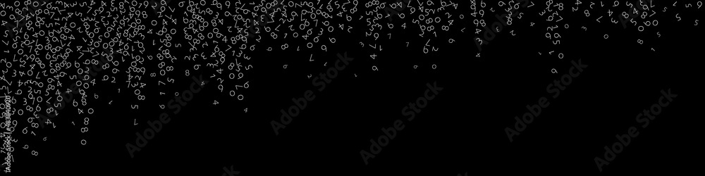 Falling numbers, big data concept. Binary white disorderly flying ...