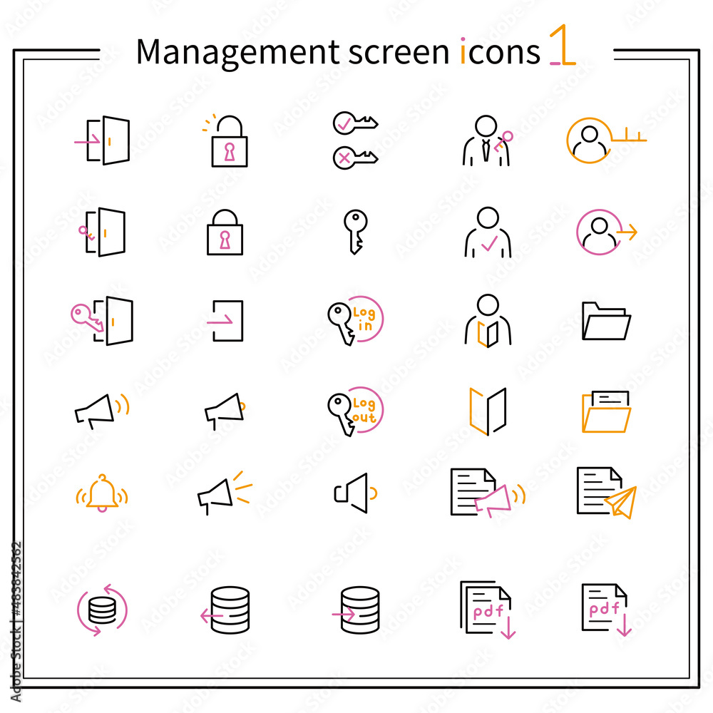 3色の線画アイコン 管理画面 1 黒基調 Stock Vector | Adobe Stock