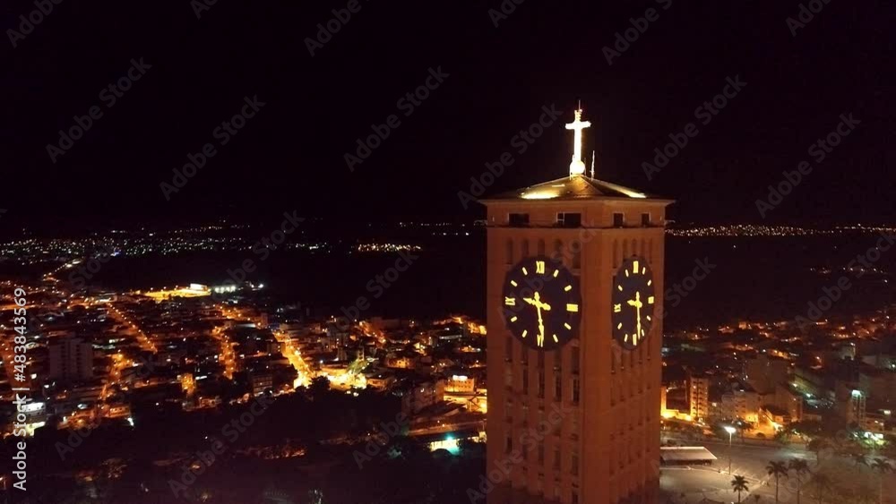 Night scape of religion church sanctuary landmark at Brazil. Famous ...