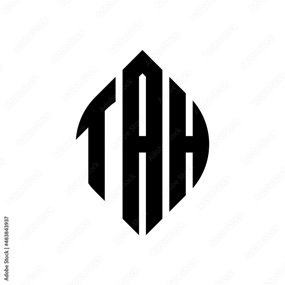 TAH circle letter logo design with circle and ellipse shape. TAH ...