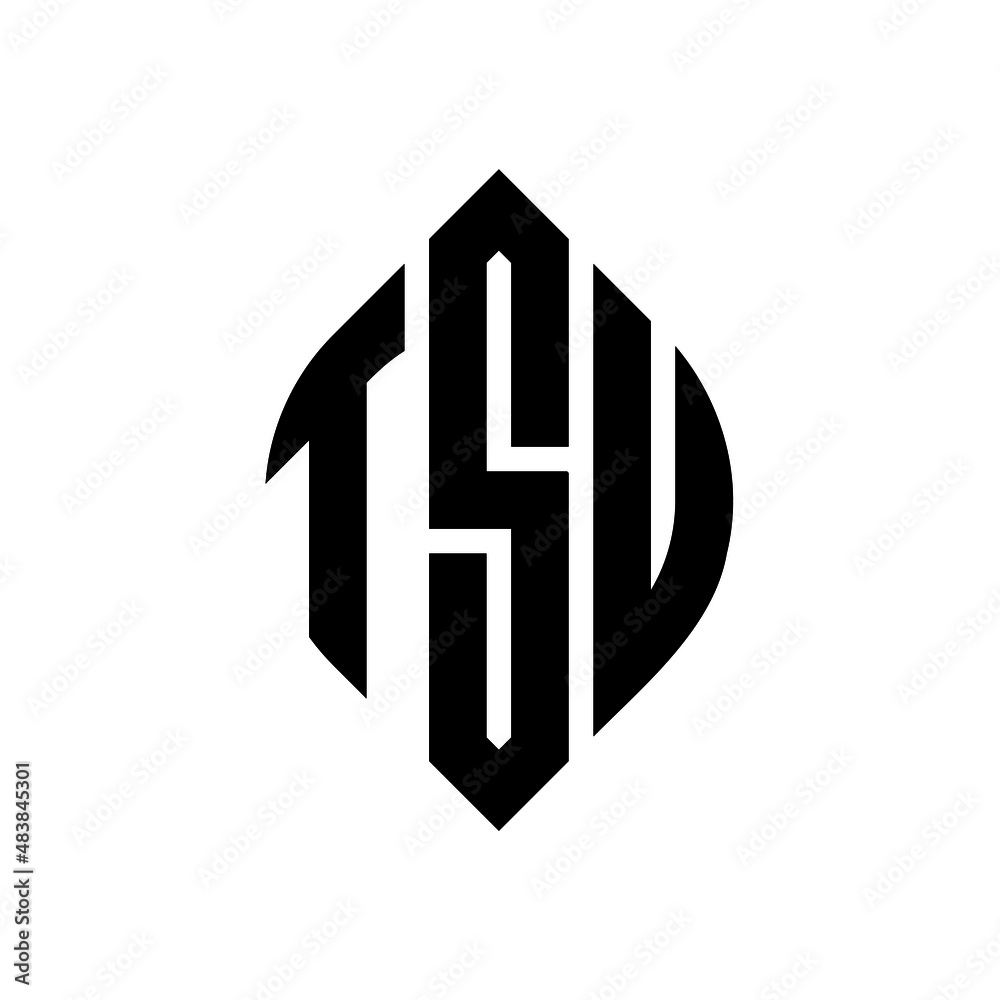 TSU circle letter logo design with circle and ellipse shape. TSU ...