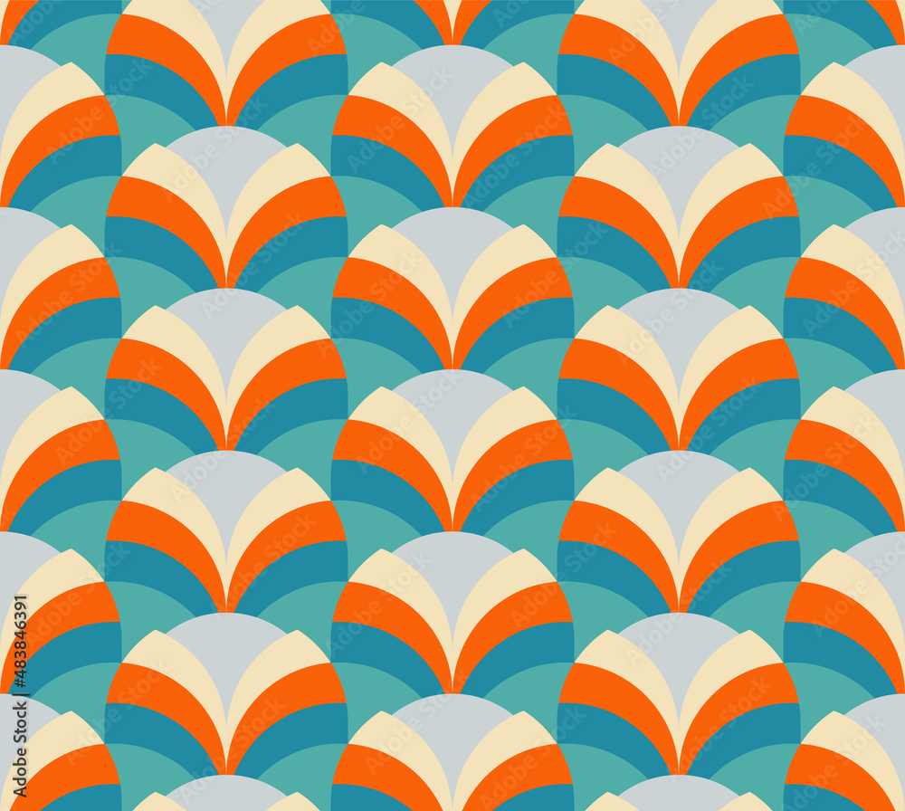 Retro 1970s Inspired Geometric Seamless Pattern Design. 60s And 70s ...