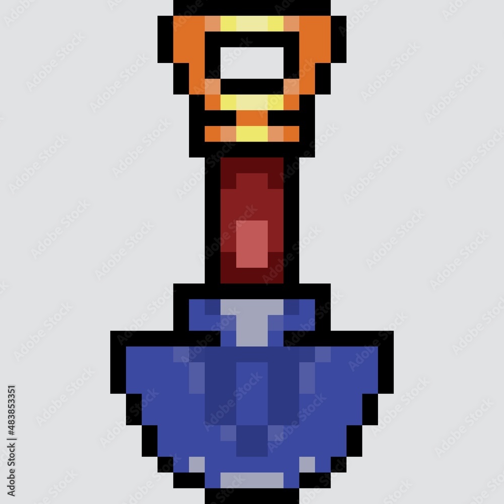 pixel art illustration old iron hoe, asset game , iron tools pixel art ...