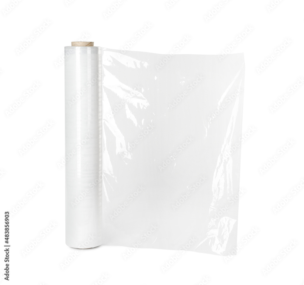 Roll of plastic stretch wrap film isolated on white foto de Stock ...