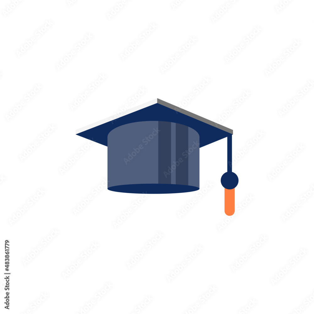 graduation and diploma cap flat icon on white background vector ...
