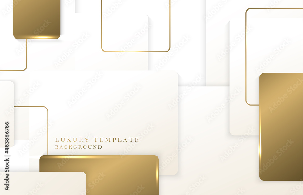 Abstract golden luxury rectangles template design of geometric artwork. Overlapping design for ...