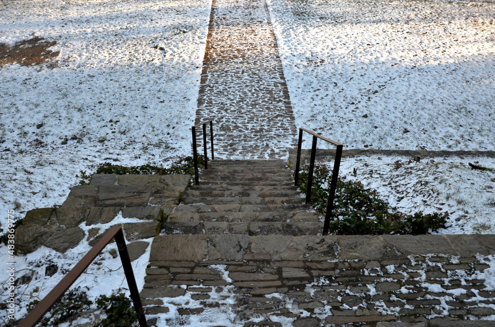 stairs and ramps for wheelchairs made of good-looking concrete. stone ...