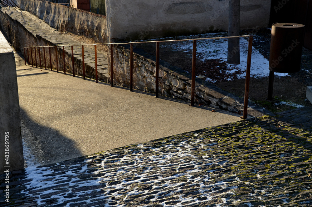 stairs and ramps for wheelchairs made of good-looking concrete. stone ...