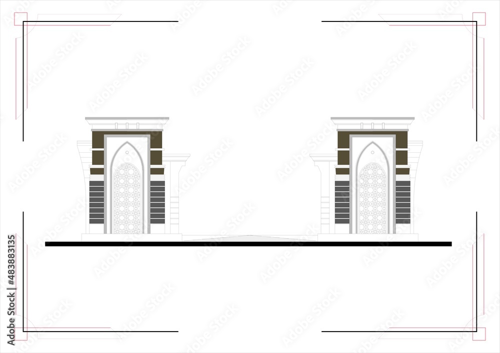 main gate architectural design front view Stock Illustration | Adobe Stock