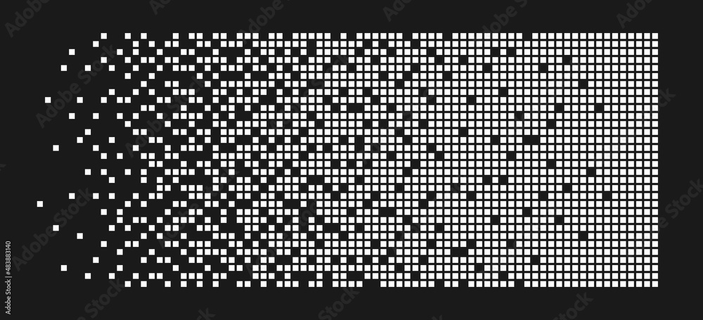 Pixel disintegration background. Decay effect. Dispersed dotted pattern ...