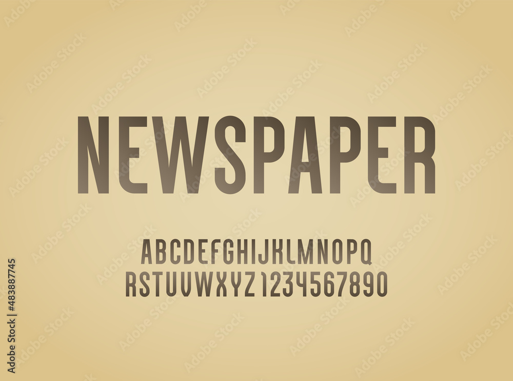 Condensed title font, high dark alphabet, letters and numbers Stock ...