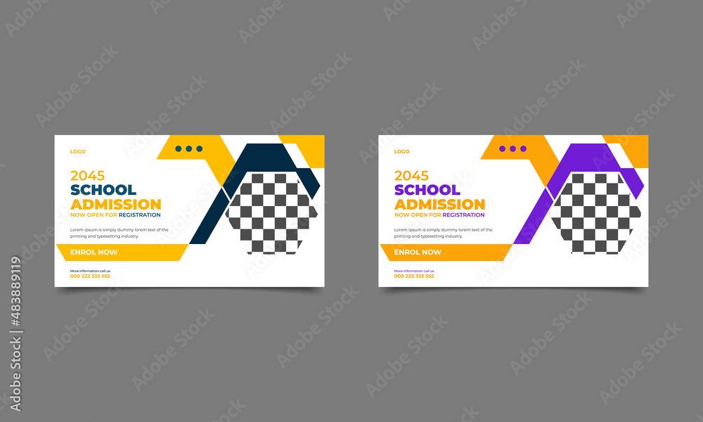 School admission educational banner and back to school horizontal ...