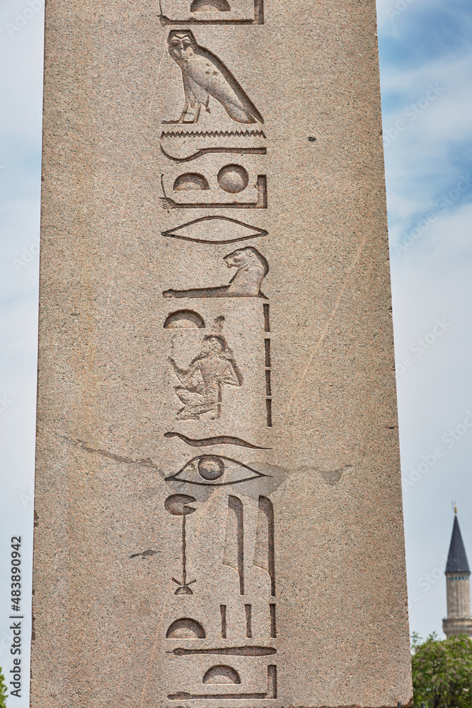 Egyptian obelisk column of ancient Egypt, ancient egyptian hieroglyphs ...