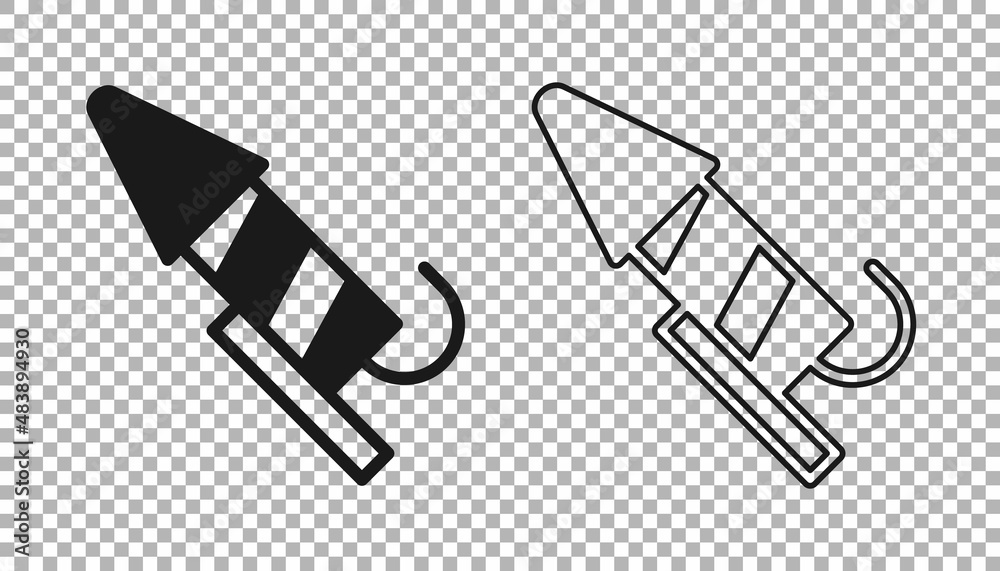 Black Firework rocket icon isolated on transparent background. Concept ...