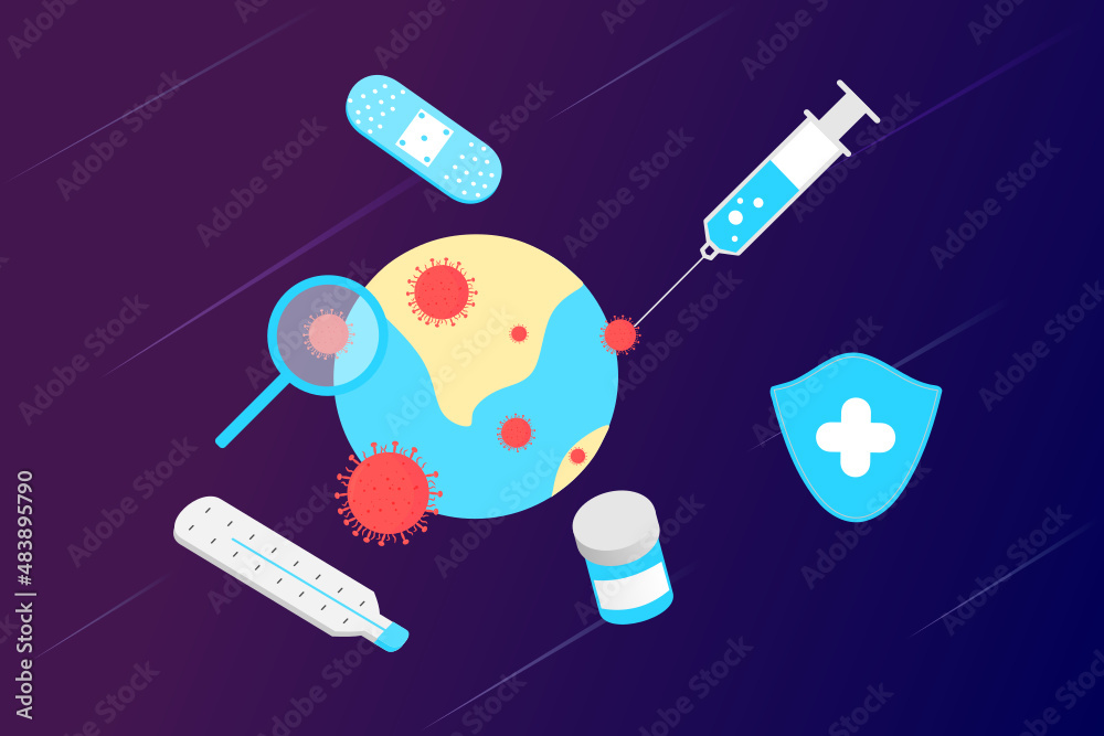 Landing page of vaccination website. Immunization campaign. Health care ...