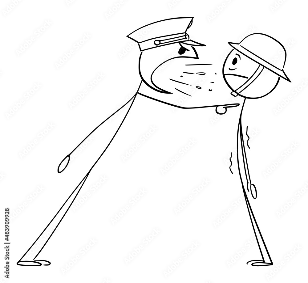 Army Officer Yelling at Soldier, Vector Cartoon Stick Figure ...
