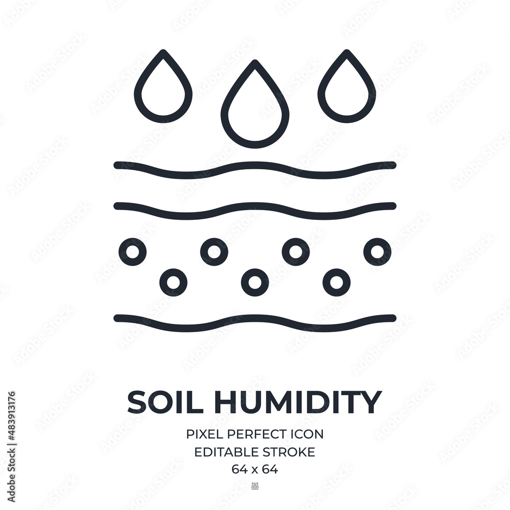Soil moisture editable stroke outline icon isolated on white background ...