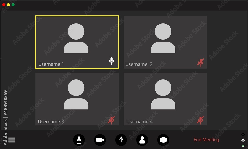 Video conferencing user interface. Video call screen interface template ...