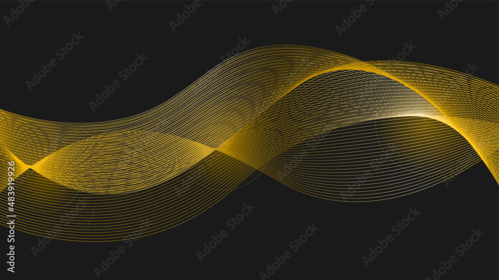 Abstract background with gold lines on black background. Modern luxury ...