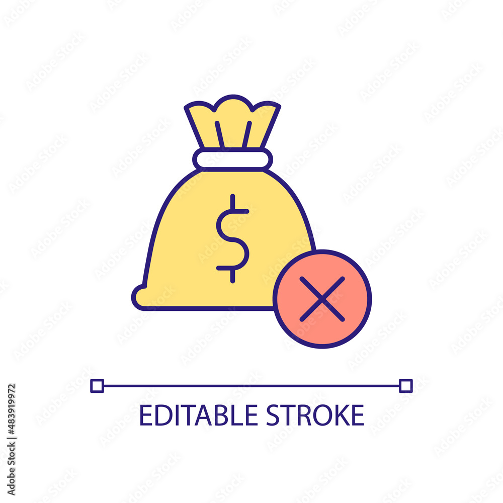 No money RGB color icon. Budget deficit. Lack of capital. Financial ...