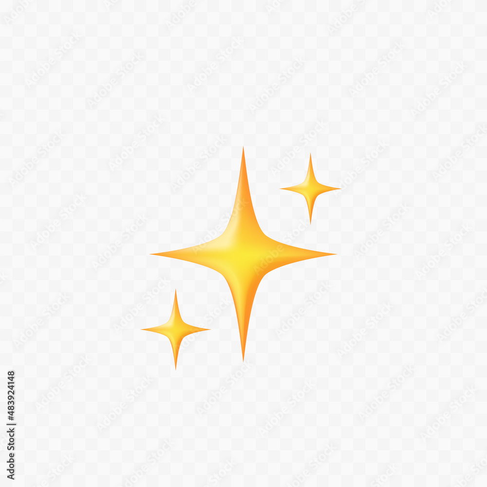 Shining stars emoji. Realistic star icon. Isolated. Vector Stock Vector ...