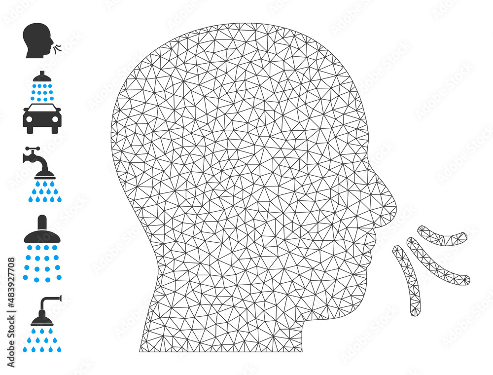 Vector sniff mesh icon structure. Abstract flat mesh sniff, built from ...