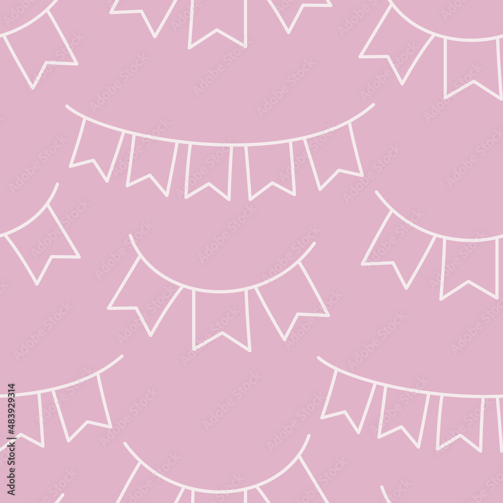 Seamless vector party flags pattern. Celebration banner background for ...