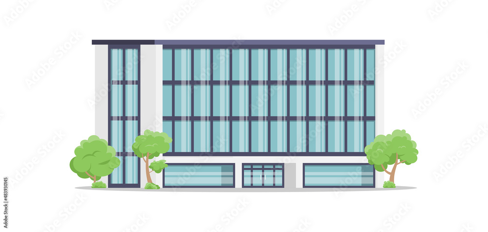 Modern business center panoramic glass windows isometric vector ...