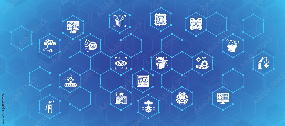 Artificial Intelligence website vector banner design. Robotics, Chatbot ...