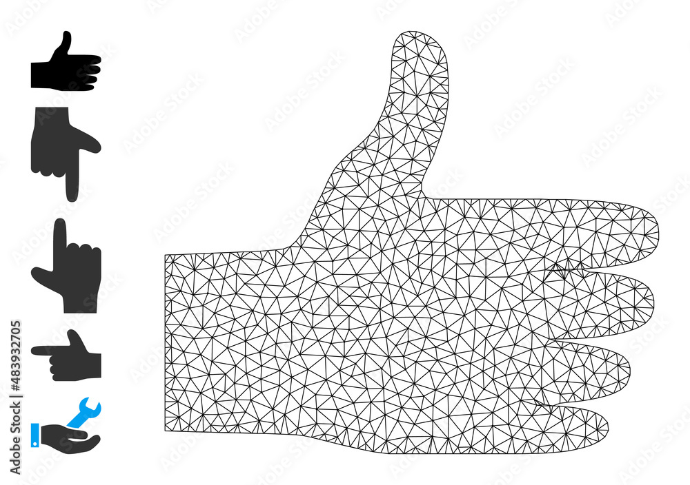 Vector human hand mesh icon model. Abstract flat mesh human hand ...