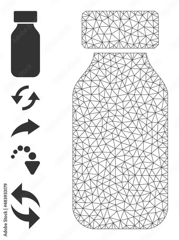 Vector vial mesh icon structure. Abstract flat mesh vial, built from ...