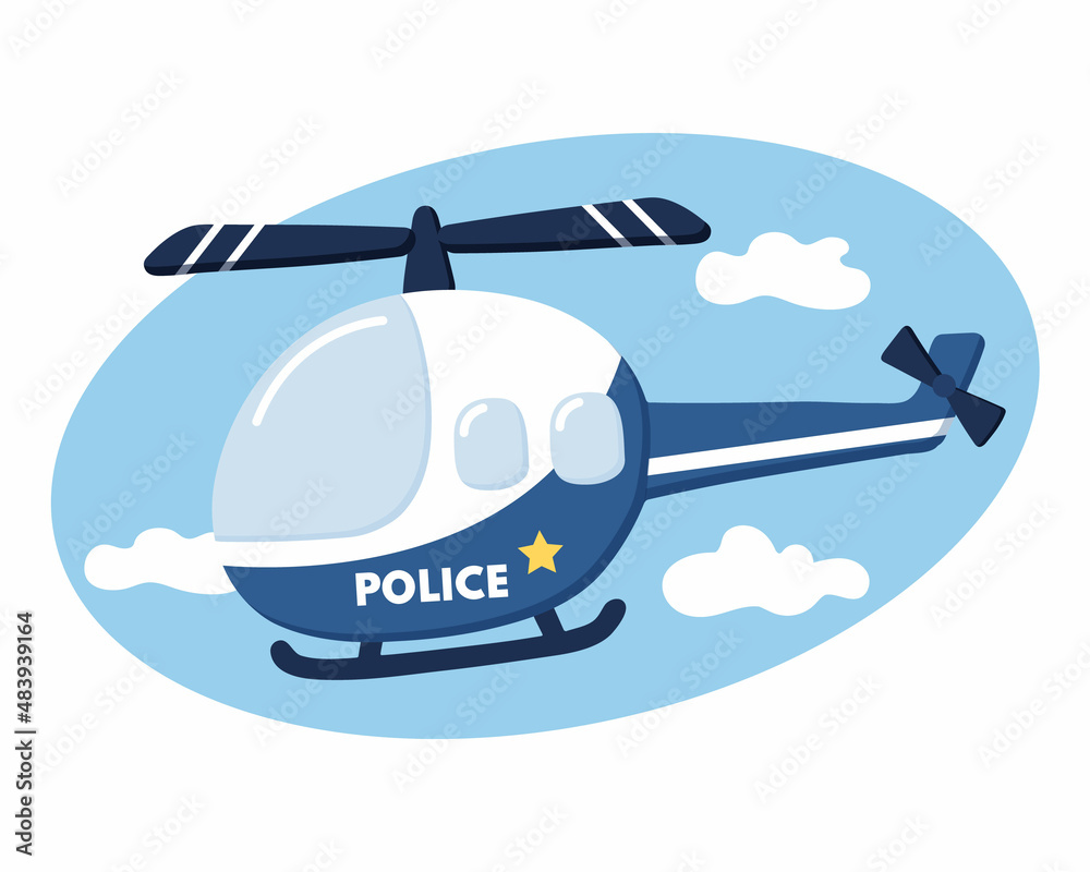 Cartoon Police Helicopter