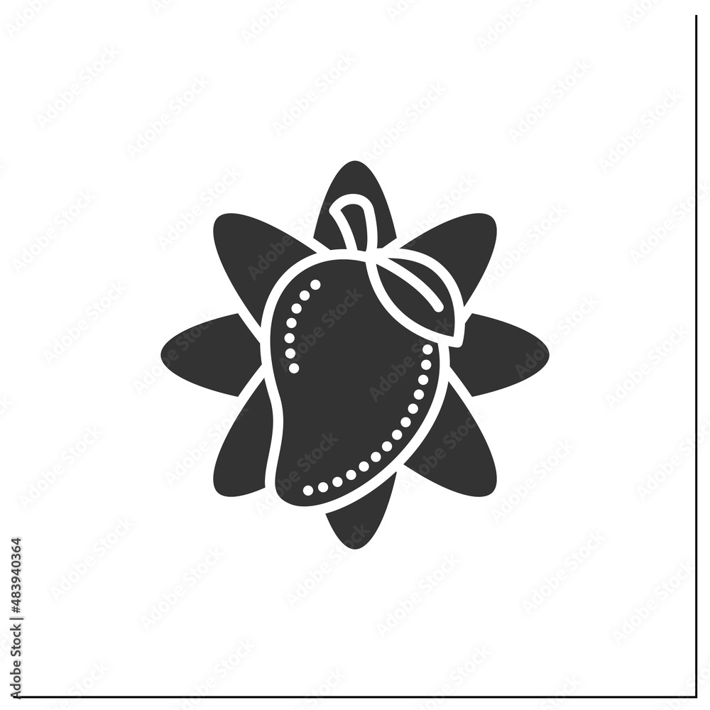Mango fruit glyph icon. Tropical, exotic fruit. Indian National symbol ...