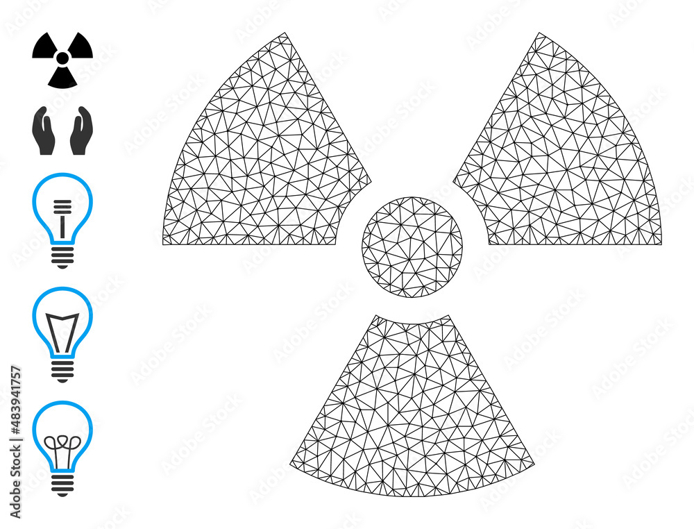 Vector radioactivity mesh icon model. Abstract flat mesh radioactivity ...