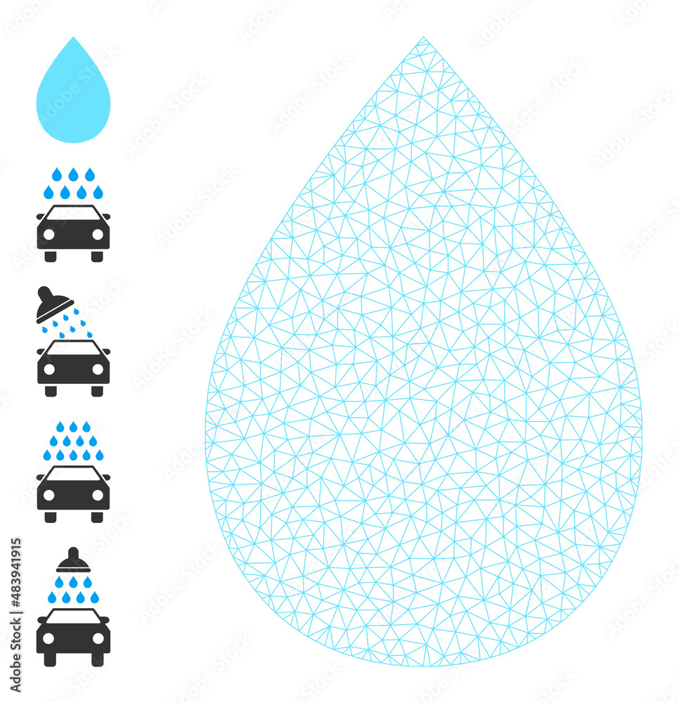 Vector water drop mesh icon model. Abstract flat mesh water drop ...