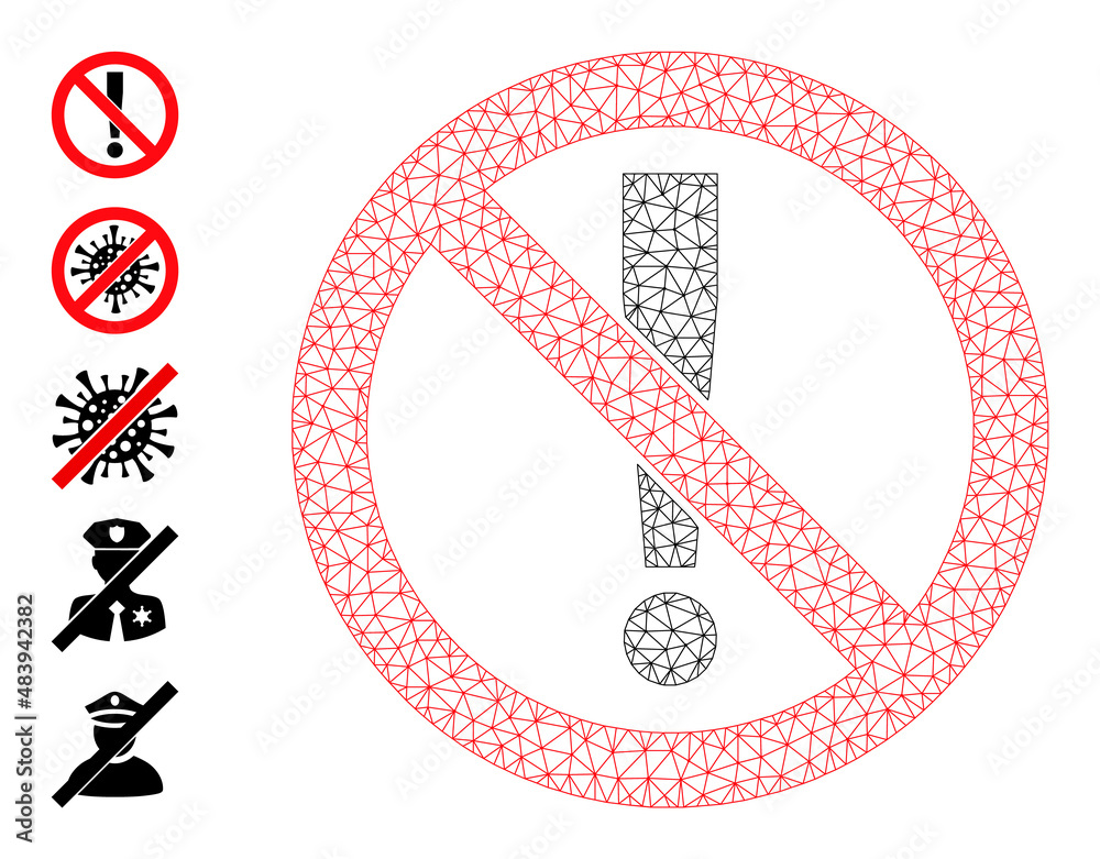 Vector no danger mesh icon structure. Abstract 2d mesh no danger ...