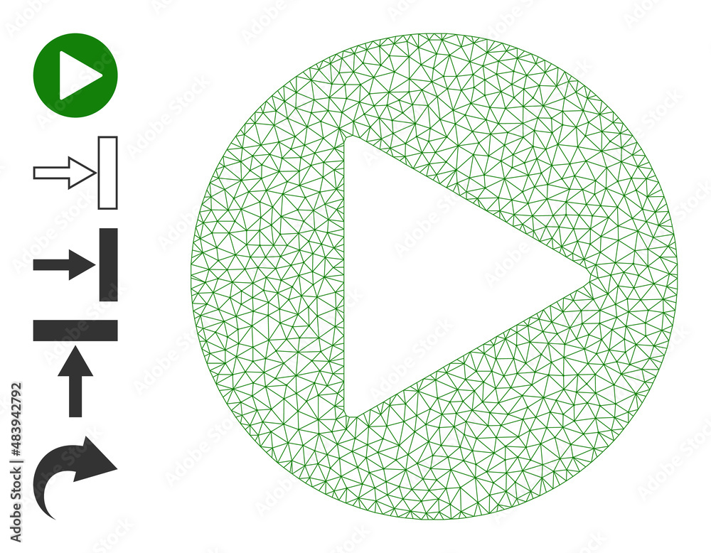 Vector play button mesh icon model. Abstract 2d mesh play button ...