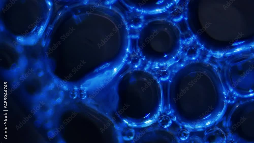 Atomic interaction of particles. Violet Abstract visualization of ...